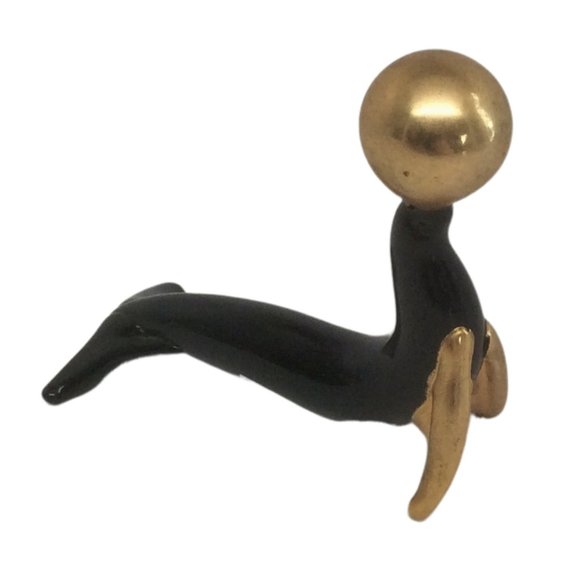 Accents | San Pacific Black And Gold Seal Balancing Ball Miniature ...